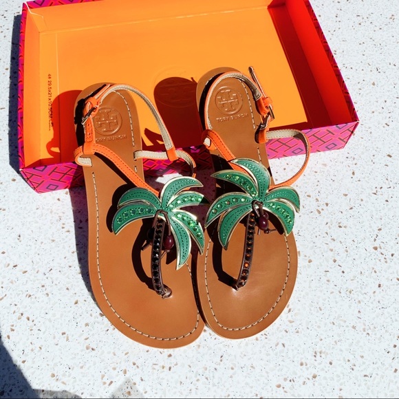 Tory Burch | Shoes | Nib Authentic Tory Burch Palm Tree Leather Sandals ...